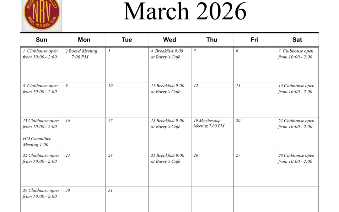 NRV March 2026 | Neuse River Valley Model Railroad Club